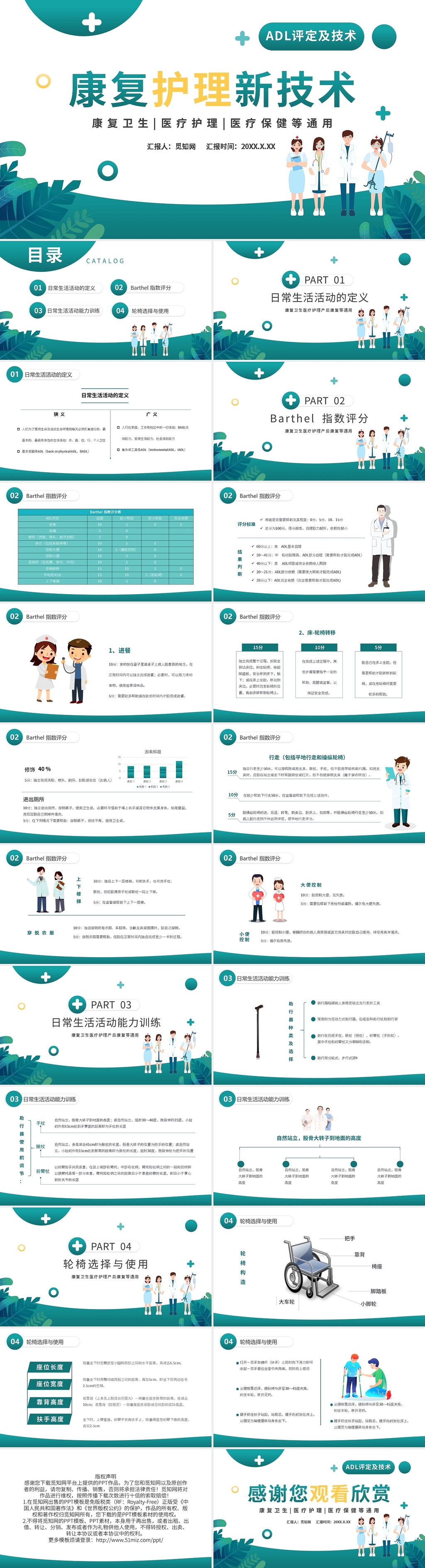 康复护理课件康复卫生医疗护理医疗保健等通用PPT模板宣传 椰子办公